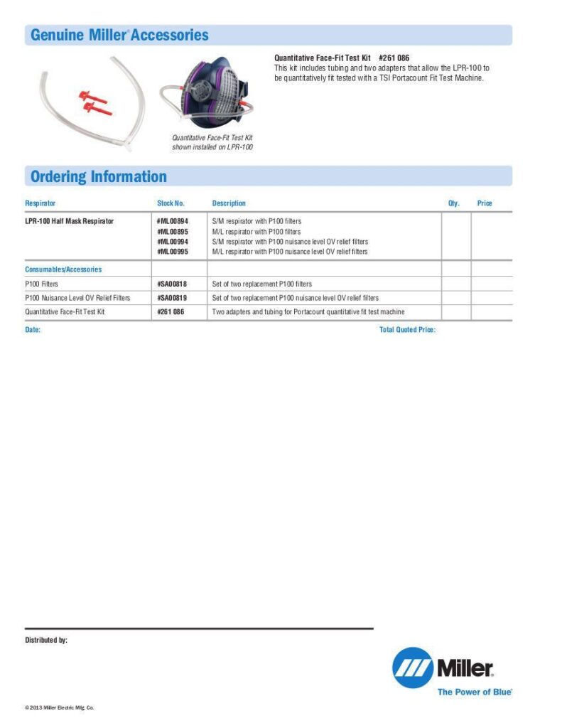 Miller SA00818 LPR-100 Half Mask Respirator Filters